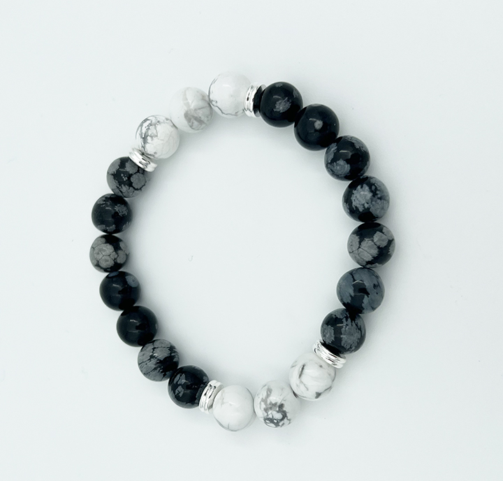 Snowflake Obsidian/Howlite - Stretch Bracelet - 10mm | Crystal Life