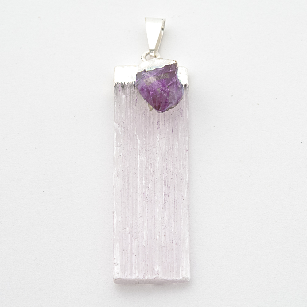 Selenite Pendant with Amethyst | Crystal Life Technology, Inc