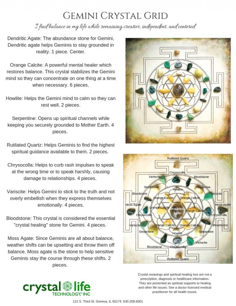 Gemini Crystal Grid | Astrology |Crystal Life Technology, Inc.
